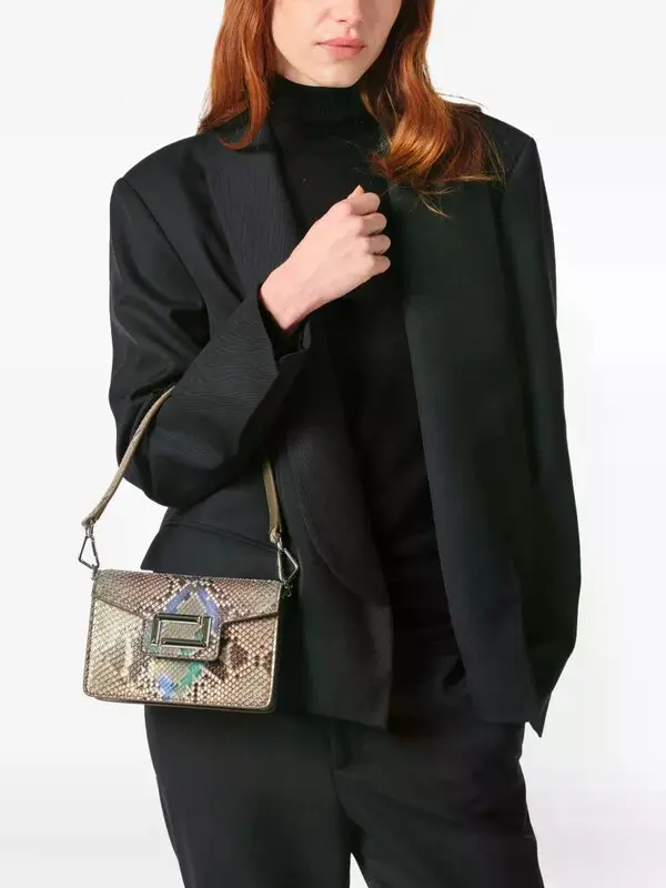 LANCEL Mini Amgele Python Jewel Signature Flap Bag - Green