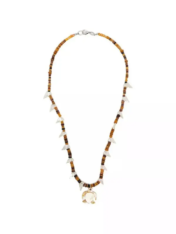 BLAKLACE Turtle Charm Beaded Necklace - Brown