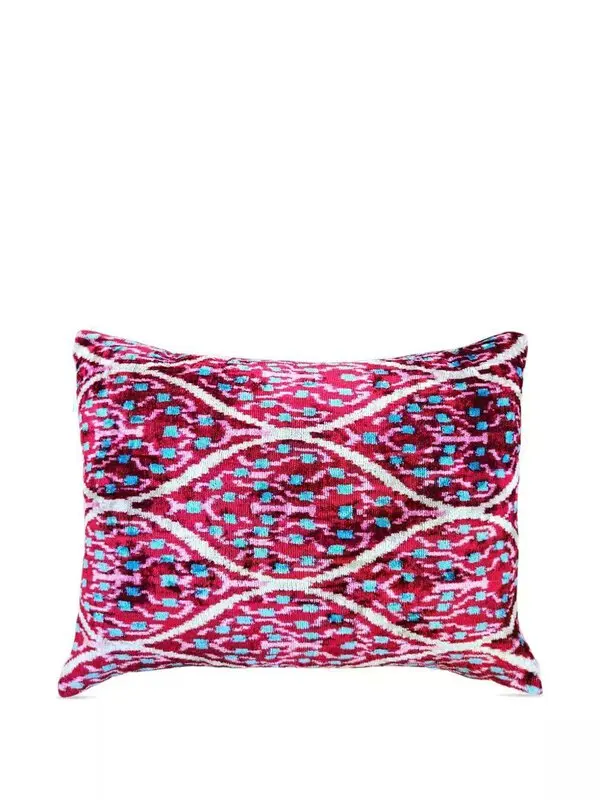 LES-OTTOMANS Infinity Geometric Velvet Cushion - Red
