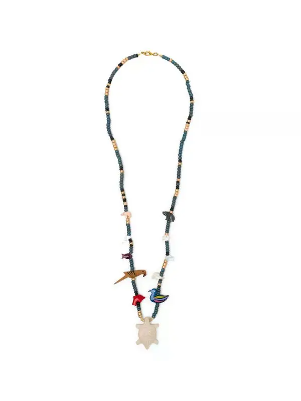 BLAKLACE Beaded Animal Charm Necklace - Blue