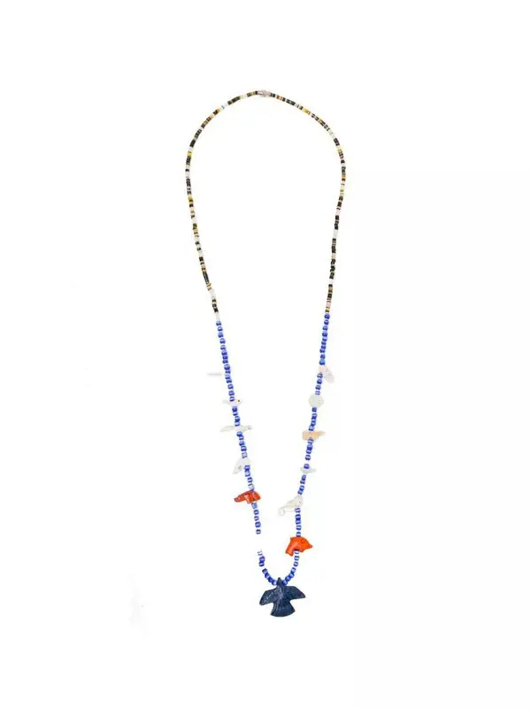 BLAKLACE Beaded Bird Pendant Necklace - Blue
