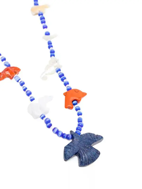 BLAKLACE Beaded Bird Pendant Necklace - Blue