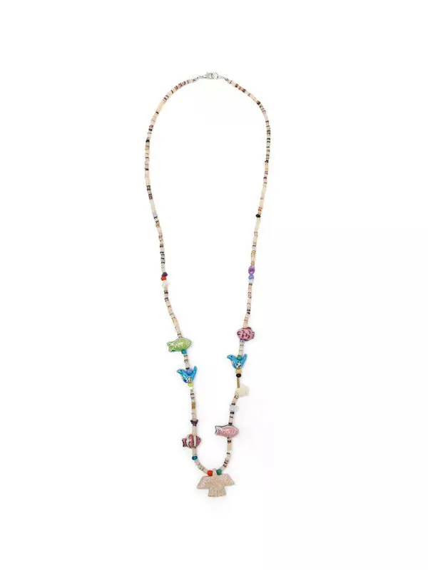 BLAKLACE Animal Charm Beaded Necklace - Neutrals