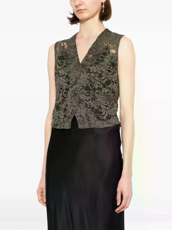 BLAKLACE Lace V-neck Top - Green