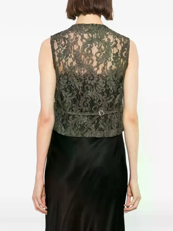 BLAKLACE Lace V-neck Top - Green