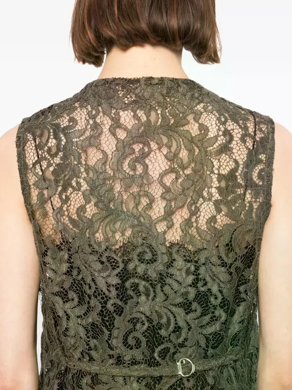 BLAKLACE Lace V-neck Top - Green