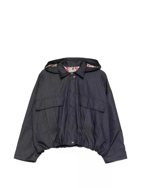 BLAKLACE Pinstripe Hooded Jacket - Blue