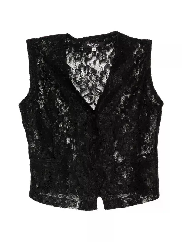 BLAKLACE Lace V-neck Top - Black
