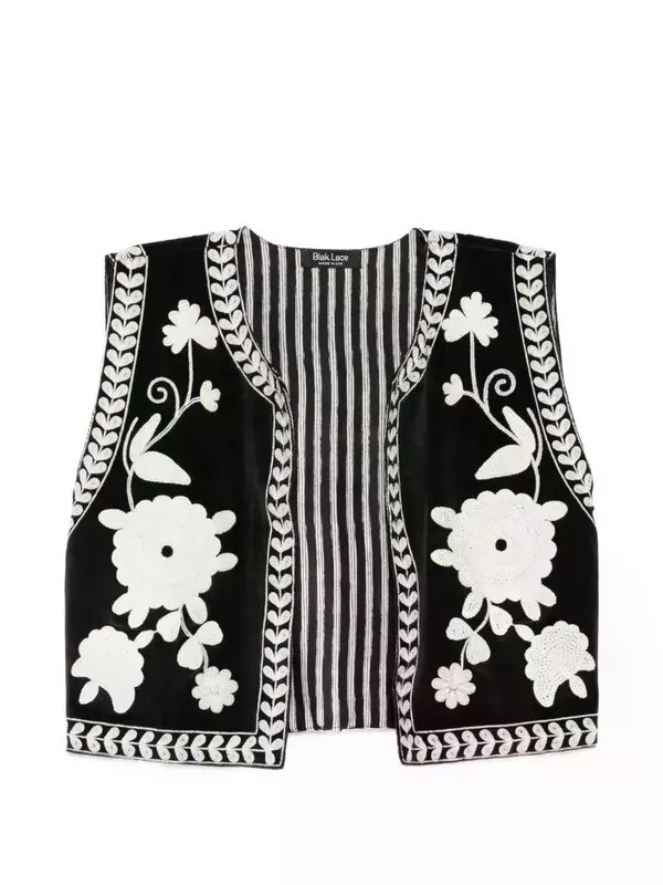 BLAKLACE Floral-embrodairy Blouse - Black