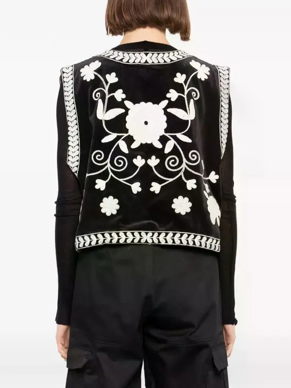 BLAKLACE Floral Embroidered Blouse - Black