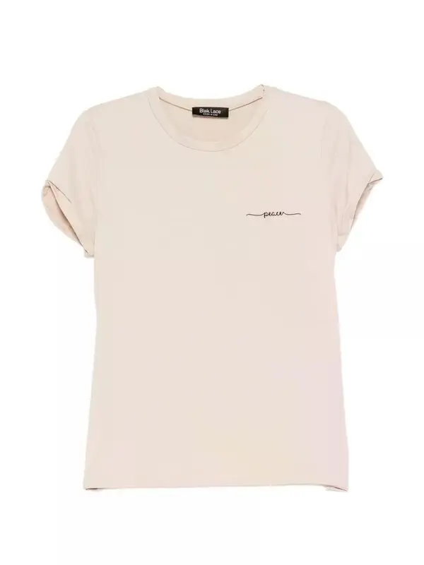 BLAKLACE Logo-embroidered T-shirt - Neutrals