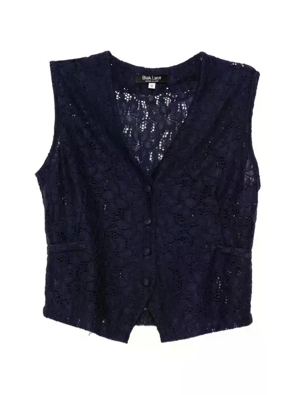 BLAKLACE Lace V-neck Vest - Blue