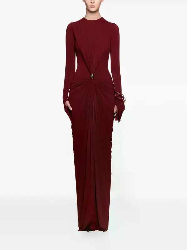CHATS BY C.DAM Zayra Long-sleeve Draped Dress - Red