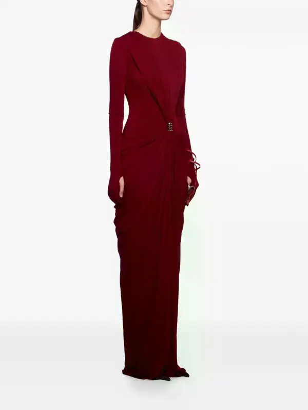 CHATS BY C.DAM Zayra Long-sleeve Draped Dress - Red