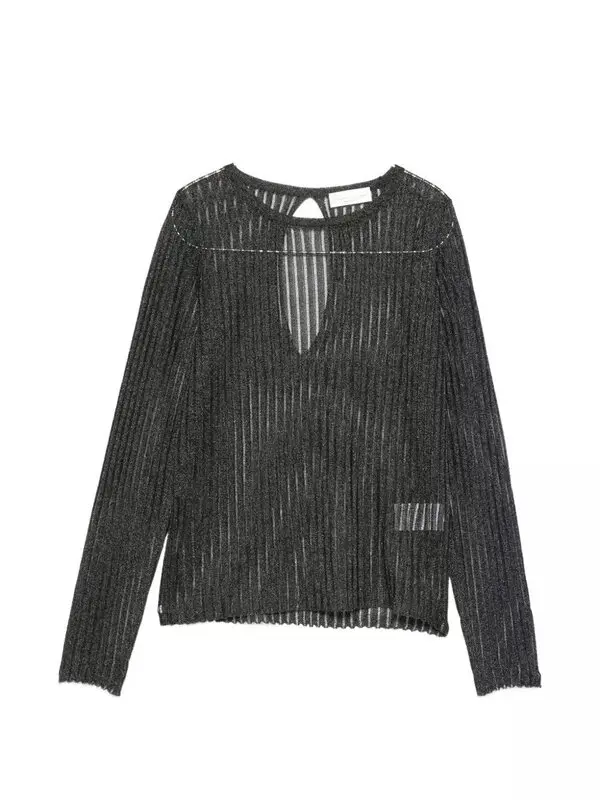 ROBERTO COLLINA Ribbed-knit Cut-out Sweater - Grey
