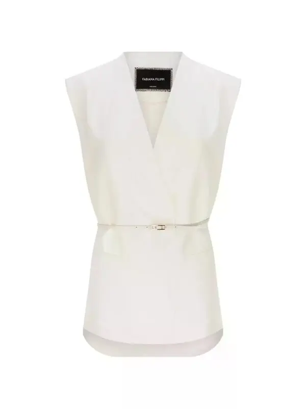 Fabiana Filippi V-neck Belted Waistcoat - White