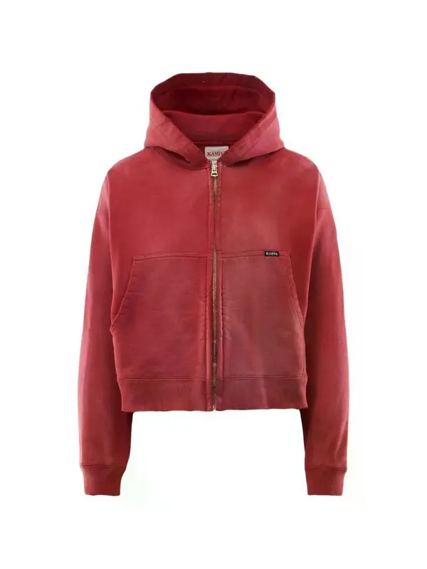 KAMIYA Kmy-rose Distressed Zip Hoodie - Red