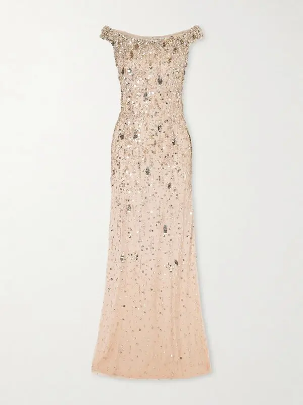 Jenny Packham Jessie Embellished Tulle Gown - Pink
