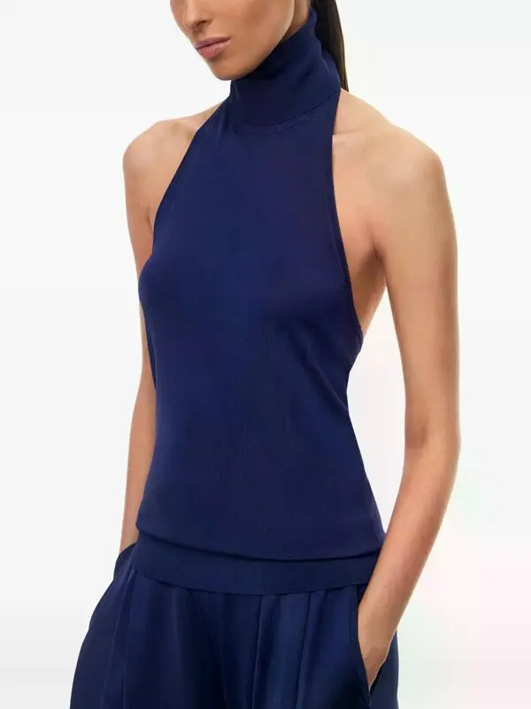 12 STOREEZ Silk Turtleneck Top - Blue