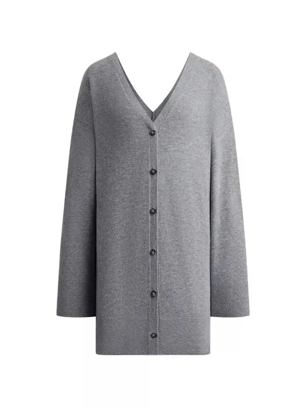12 STOREEZ V-neck Wool Cardigan - Grey