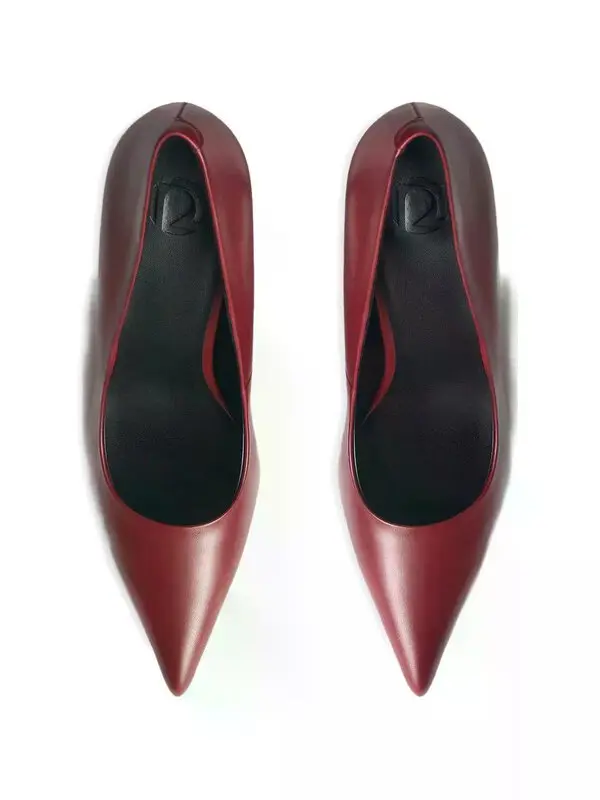 12 STOREEZ Leather Pointed Toe Pumps - Red