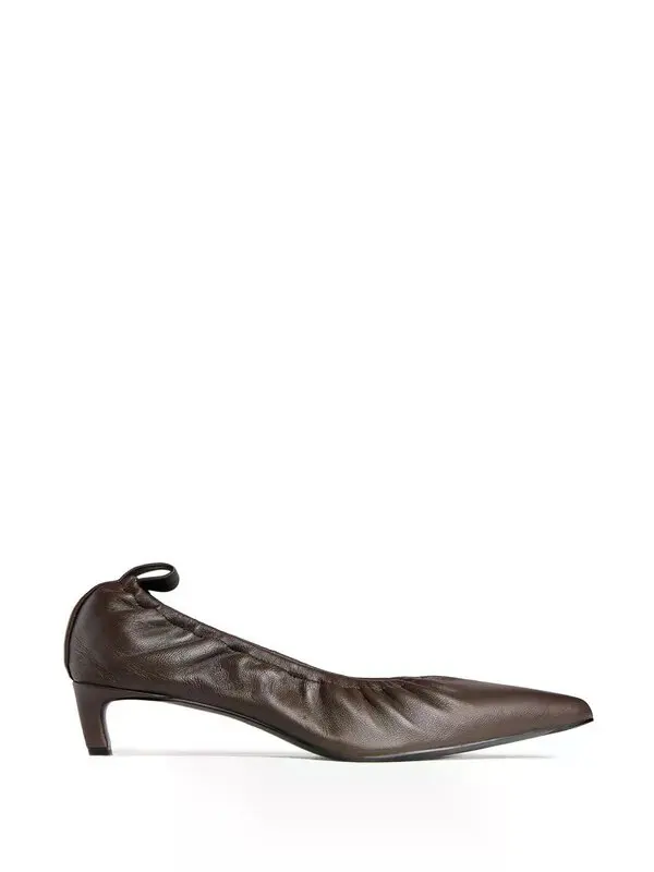 12 STOREEZ Leather Pointed Toe Pumps - Brown