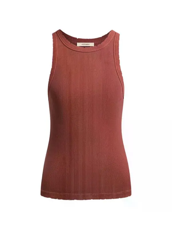 12 STOREEZ Garment-dyed Ribbed Tank Top - Red