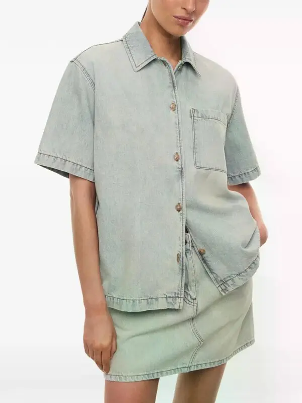 12 STOREEZ Bowling Denim Shirt - Blue