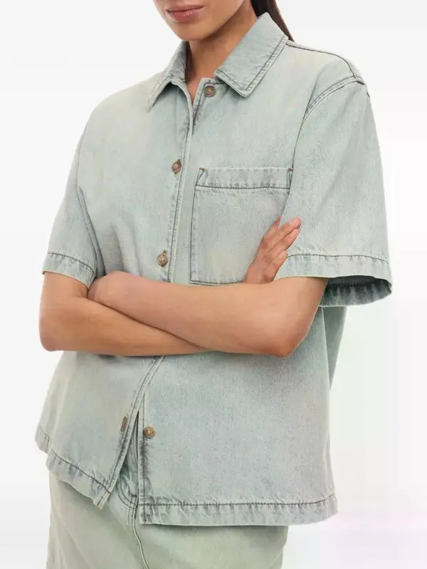 12 STOREEZ Bowling Denim Shirt - Blue