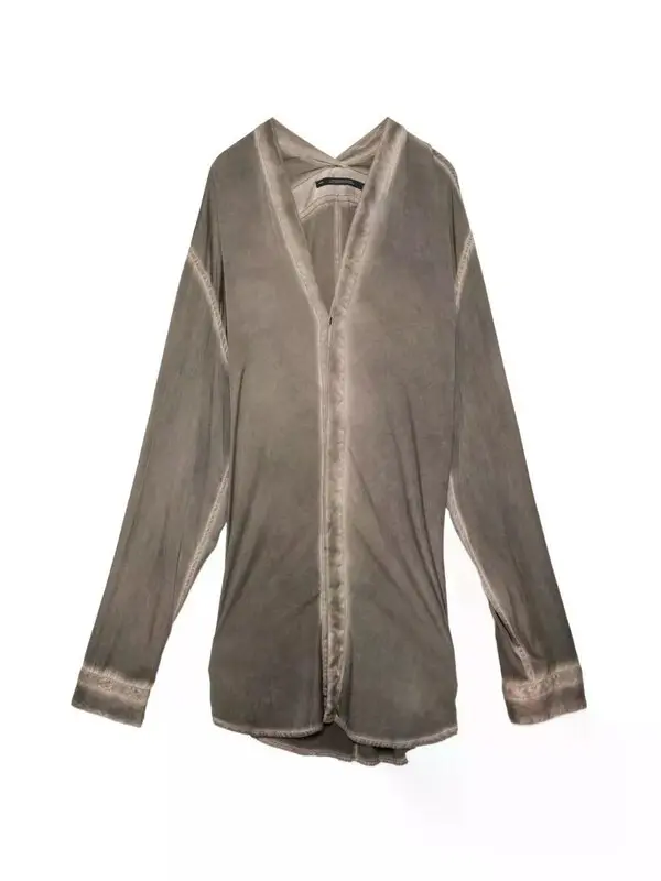 JULIUS Slit Neck Shirt - Brown