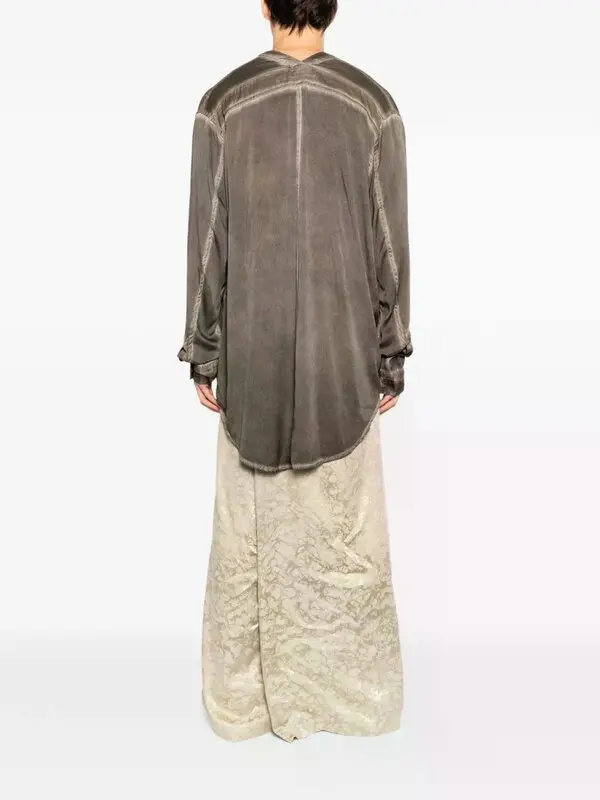 JULIUS Slit Neck Shirt - Brown