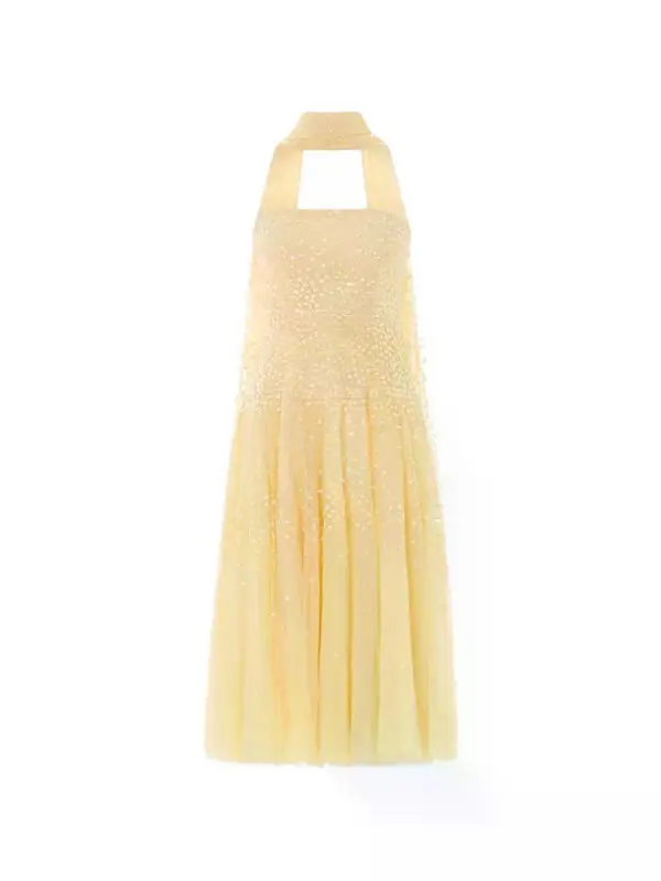 NEEDLE & THREAD Sunrise Sequined Strapless Midi Dress - Yellow