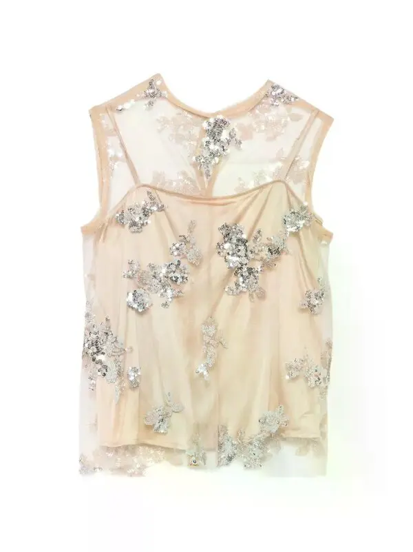 OTTOD'AME Floral-sequin Blouse - Neutrals