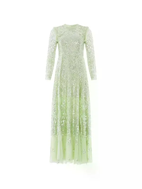 NEEDLE & THREAD Aurora Long-sleeve Maxi Dress - Green