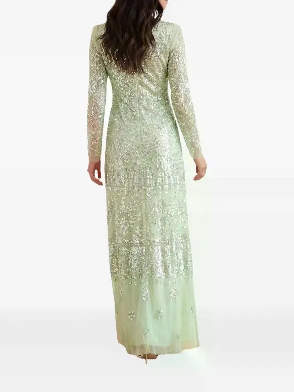 NEEDLE & THREAD Aurora Long-sleeve Maxi Dress - Green
