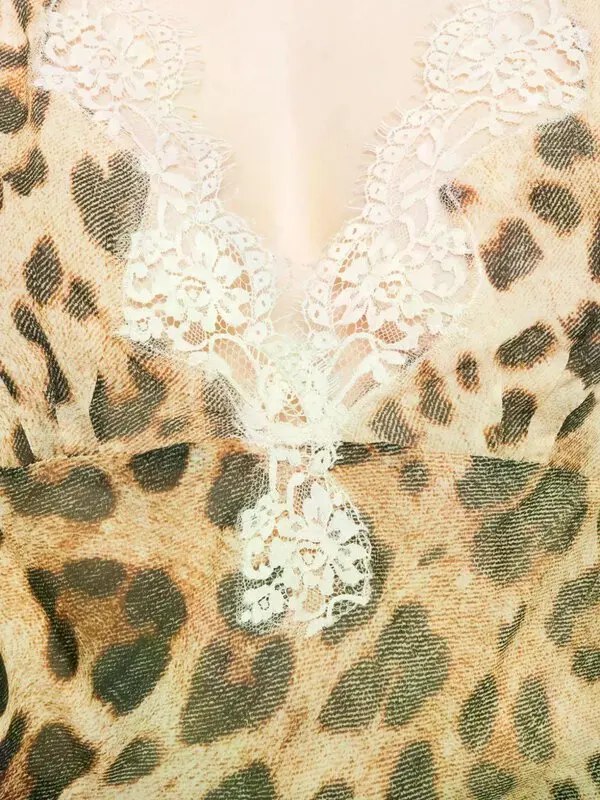 ERMANNO FIRENZE Leopard-print Lace-trim Top