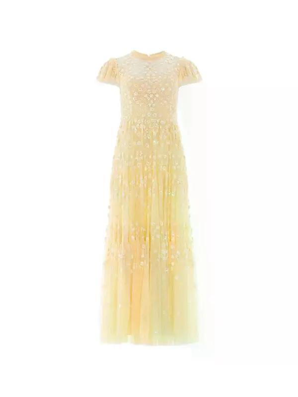 NEEDLE & THREAD Clover Short-sleeve Maxi Dress - Yellow