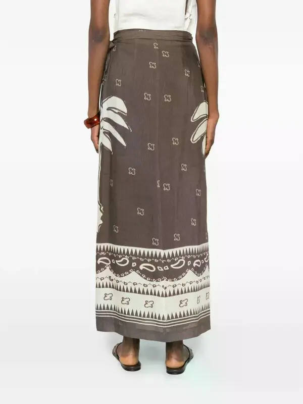 OTTOD'AME Palm Tree Print Midi Skirt