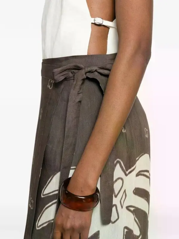 OTTOD'AME Palm Tree Print Midi Skirt