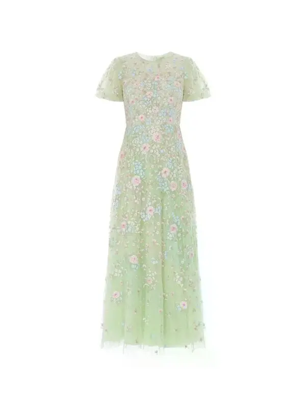 NEEDLE & THREAD Peony Bouquet Maxi Dress - Green