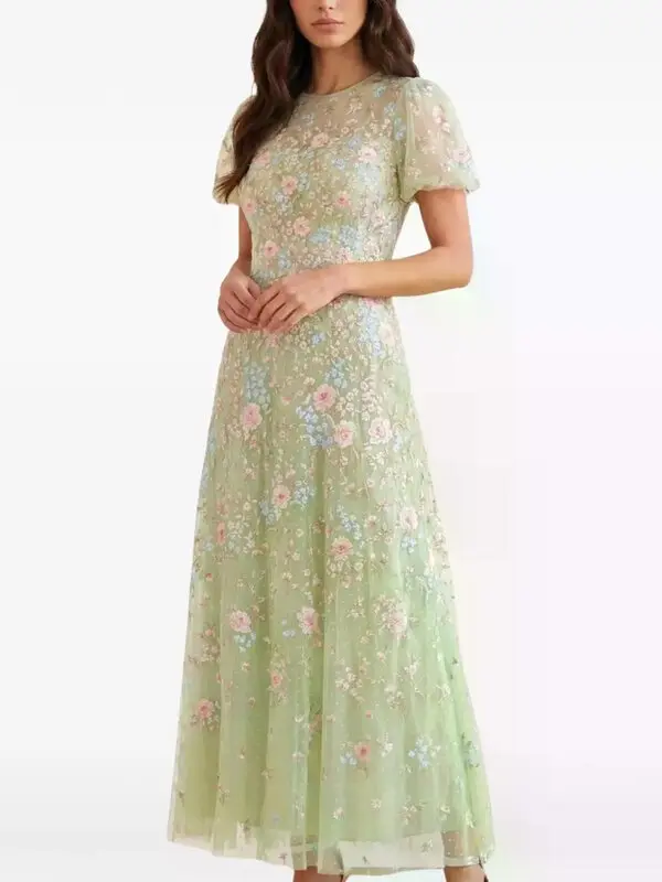 NEEDLE & THREAD Peony Bouquet Maxi Dress - Green