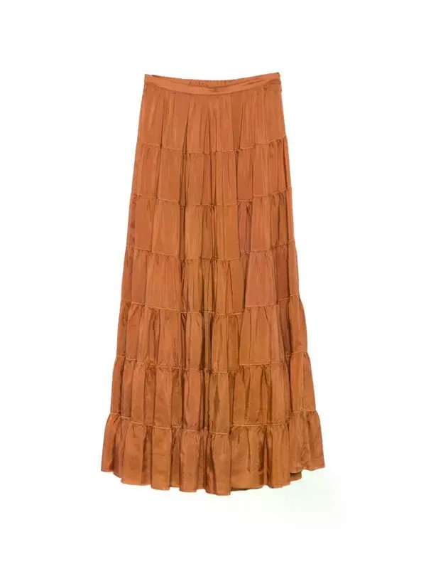 FORTE_FORTE Silk Tiered Maxi Skirt - Brown