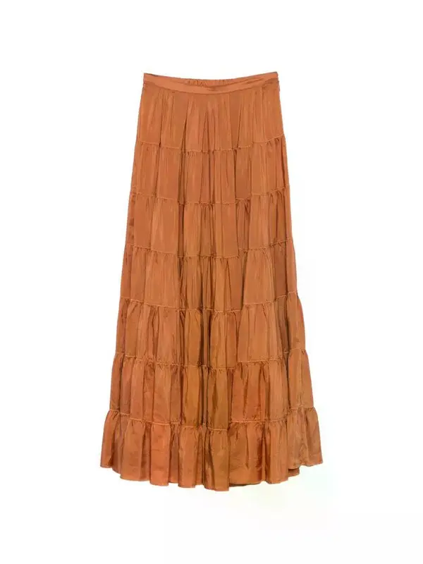 FORTE_FORTE Silk Tiered Maxi Skirt - Brown
