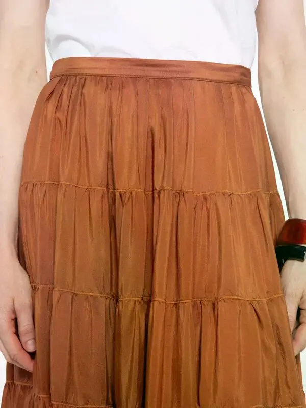 FORTE_FORTE Silk Tiered Maxi Skirt - Brown