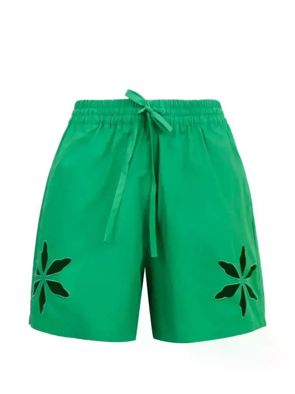 Mira Mikati Cut-out Floral Shorts - Green