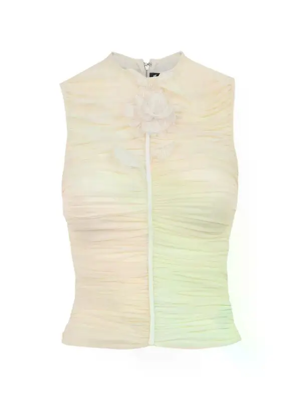 David Koma Lace-rose Ruched Top - Neutrals