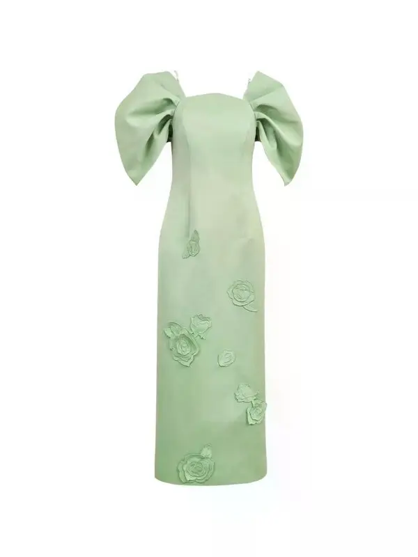 LEO LIN Arabella Floral-appliqué Dress - Green