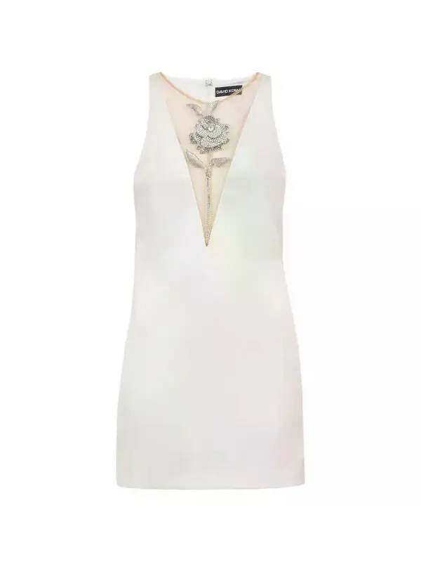 David Koma Crystal-rose Mini Dress - White