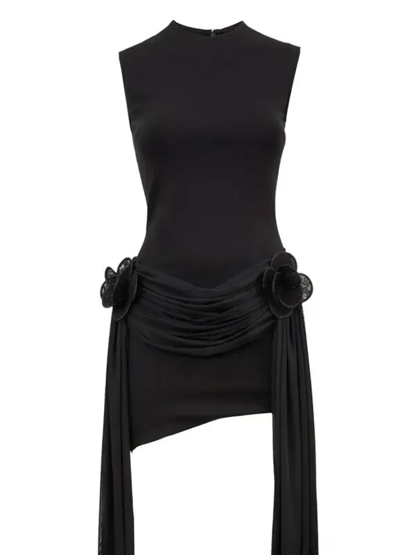 David Koma Drape Floral-embellishment Mini Dress