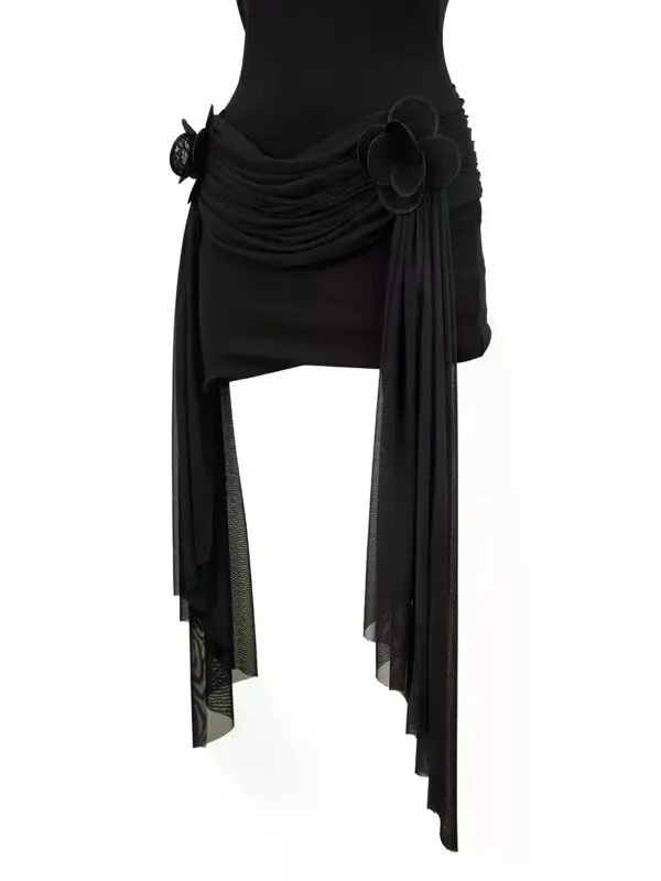David Koma Drape Floral-embellishment Mini Dress